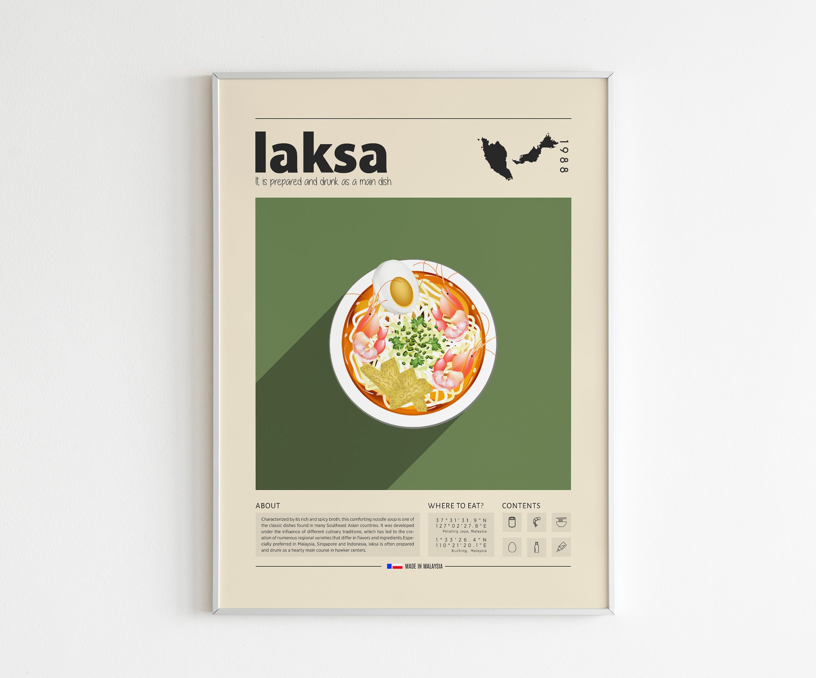 Laksa Poster Food Print Malaysian Food Retro Poster - Etsy