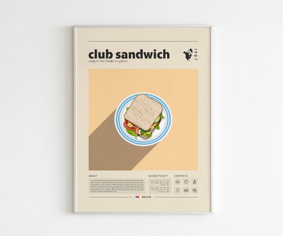 Club Sandwich Poster Food Print American Food Retro | Etsy