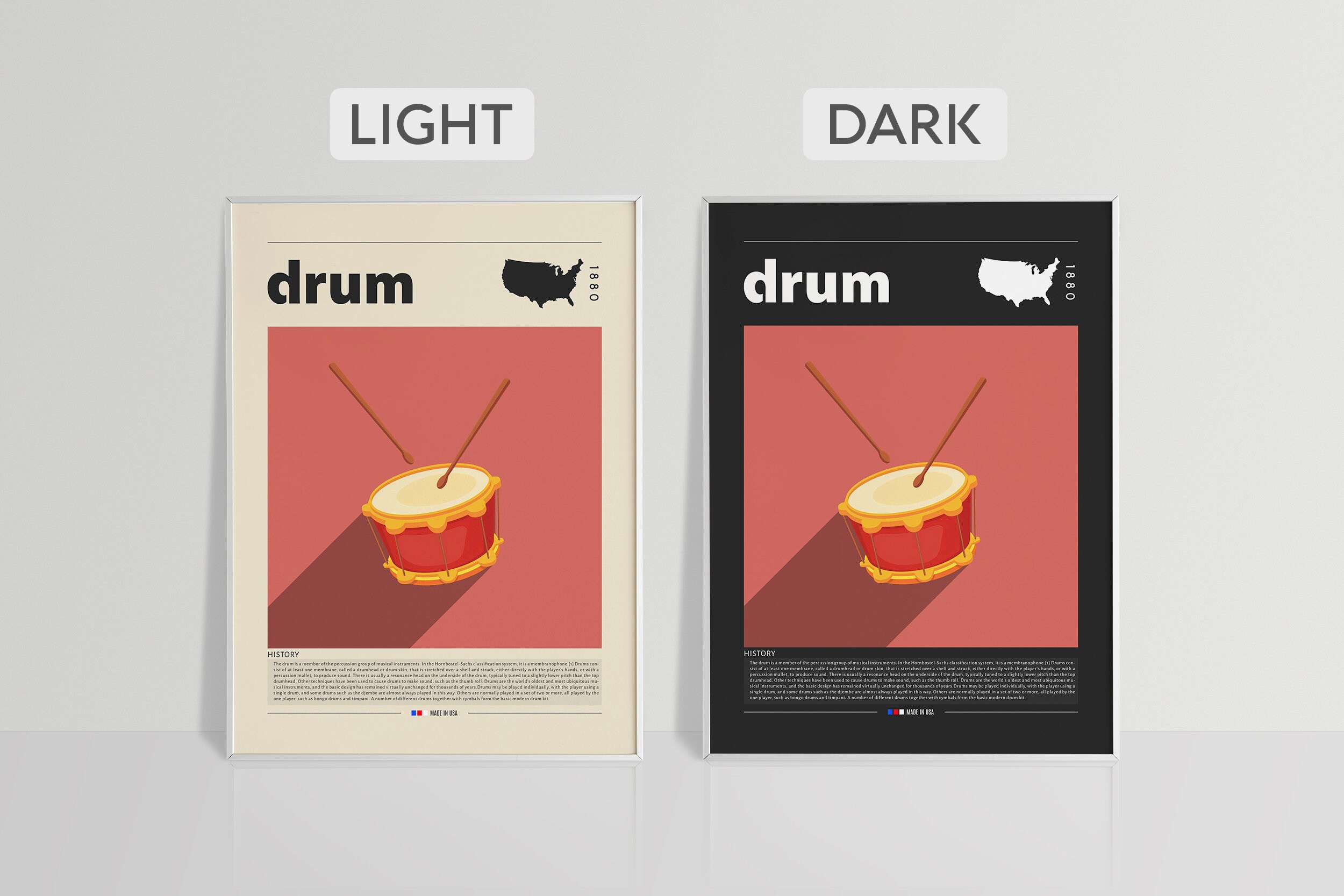 Drum Poster Instrument Print Music Poster Retro Poster - Etsy