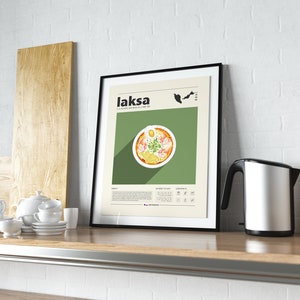 Laksa Poster Food Print Malaysian Food Retro Poster - Etsy