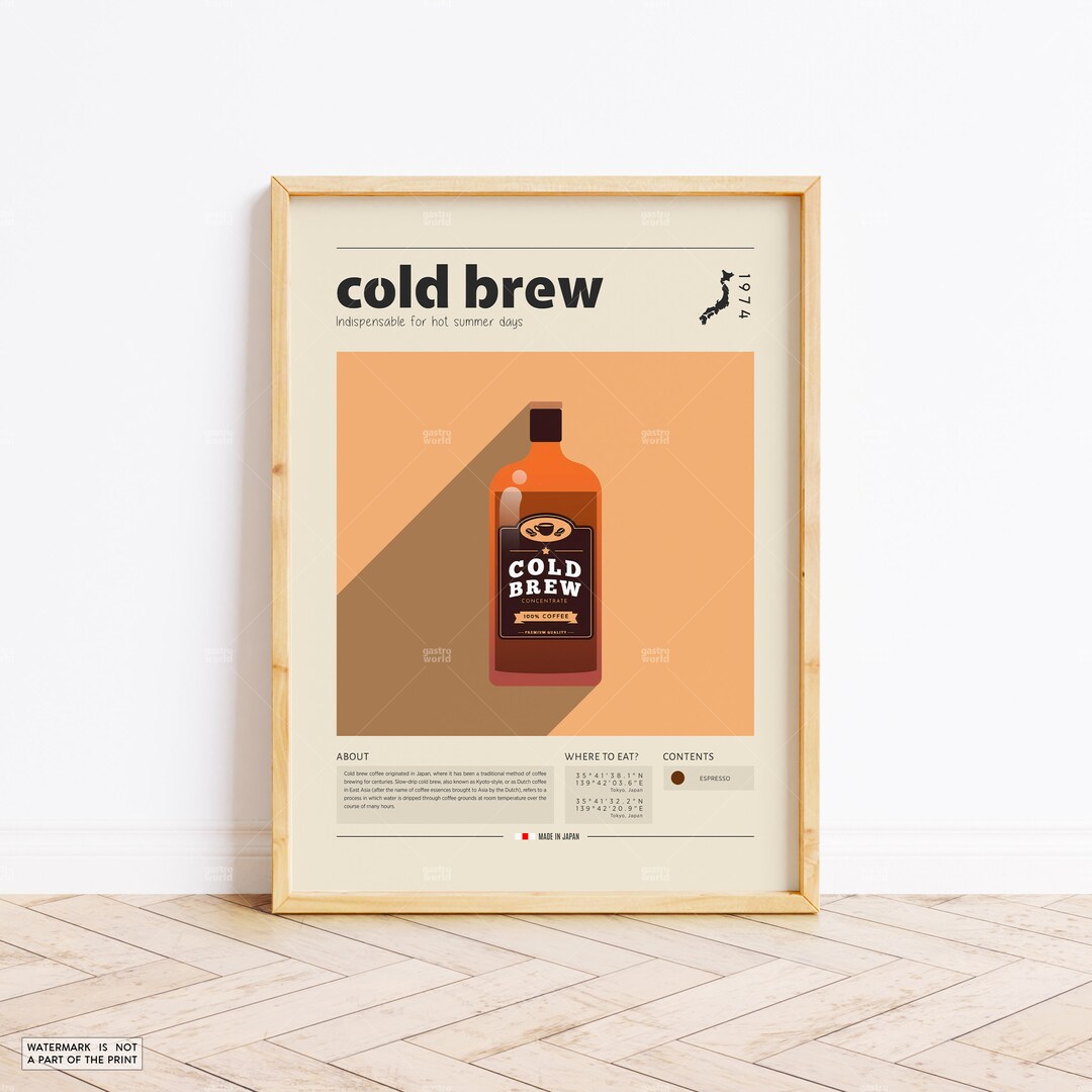 Cold Brew Poster, Coffee Print, Japan Coffee, Retro Poster ...