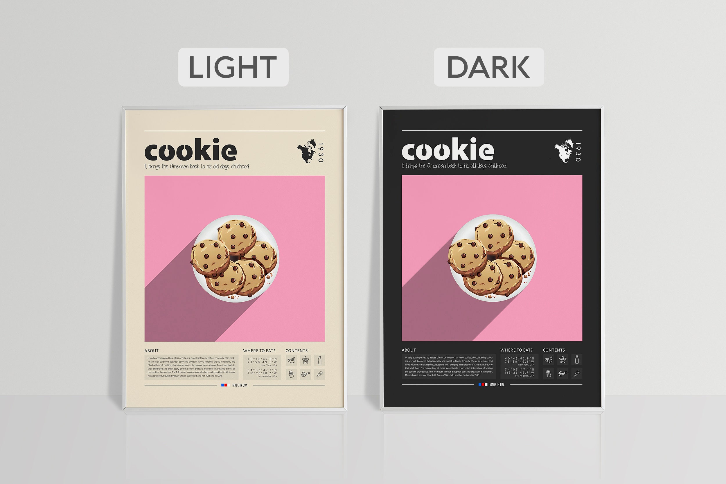 Cookie Poster Food Print American Food Retro Poster | Etsy