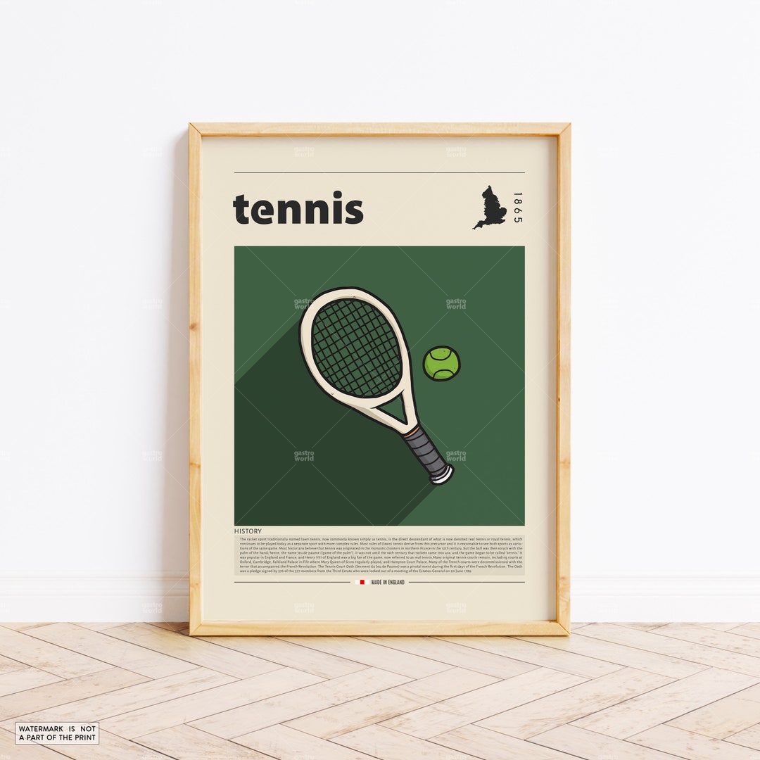 Tennis Poster, Sport Print, English Poster, Retro Poster, Housewarming ...