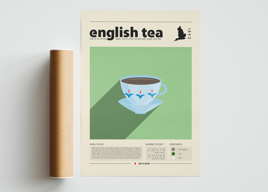 English Tea Poster Coffee Print English Tea Retro Poster - Etsy