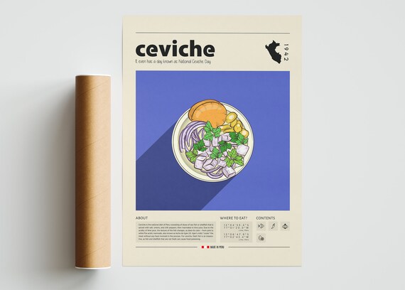 Ceviche Poster Food Print Peruvian Food Retro Poster - Etsy