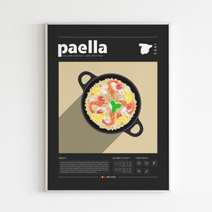 Paella Poster Food Print Spain Food Retro Poster - Etsy