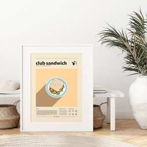 Club Sandwich Poster Food Print American Food Retro | Etsy