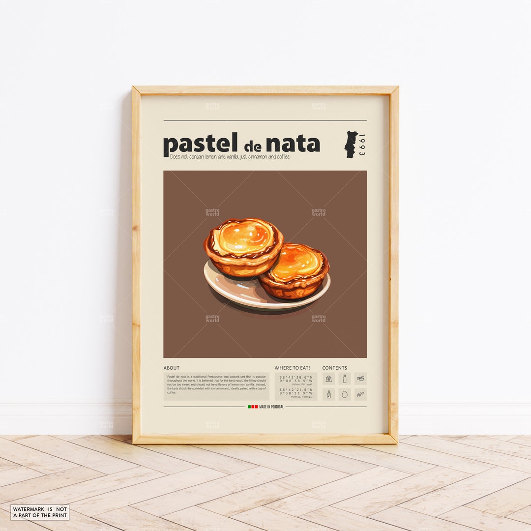 Pastel De Nata Poster, Food Print, Mexico Food, Retro Poster ...