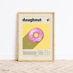 Doughnut Food Poster,, American Food, Retro Poster, Housewarming Gift ...