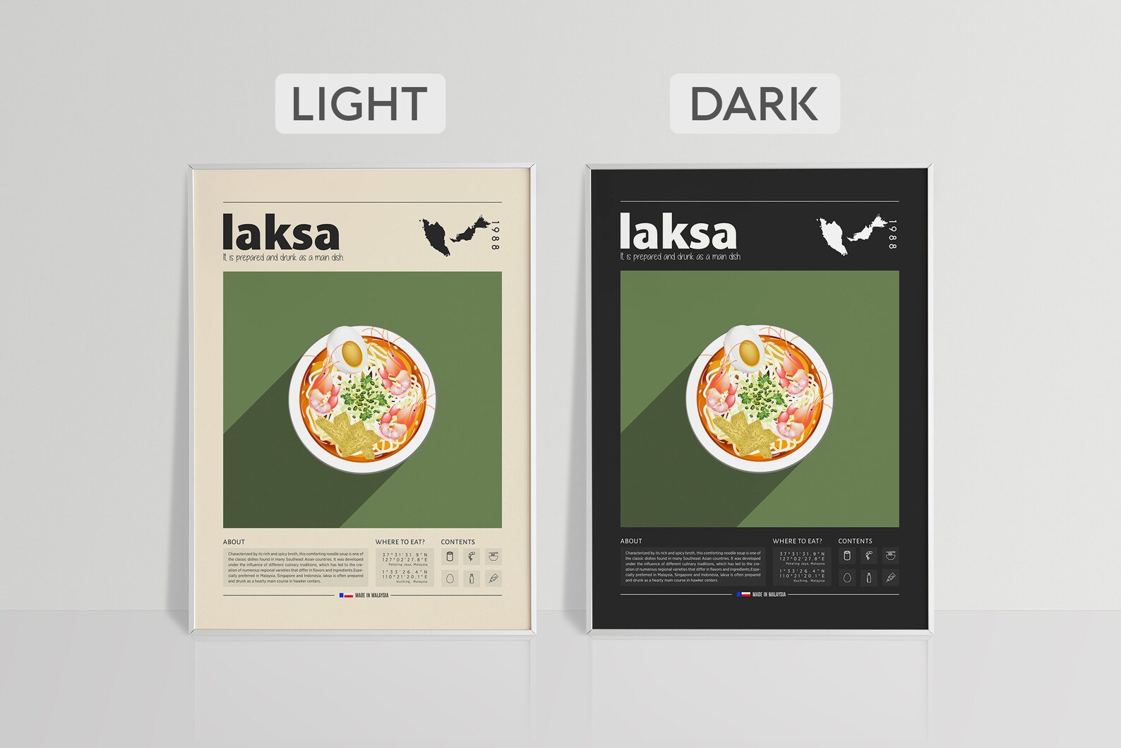 Laksa Poster Food Print Malaysian Food Retro Poster - Etsy