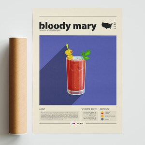 Bloody Mary Poster Cocktail Print American Poster Retro - Etsy