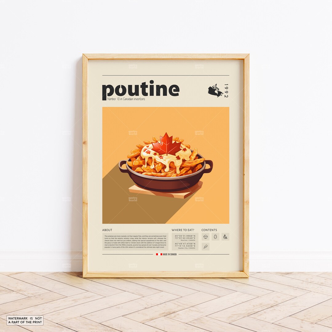 Poutine Poster, Food Print, Canada Food, Retro Poster, Housewarming ...