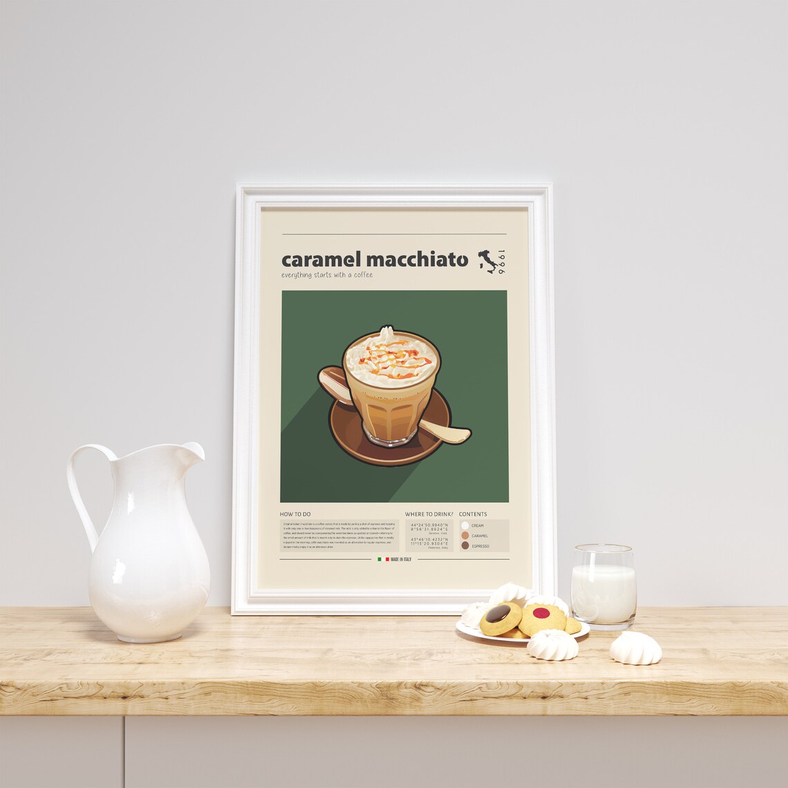 Caramel Macchiato Poster Coffee Print Italian Coffee Retro | Etsy