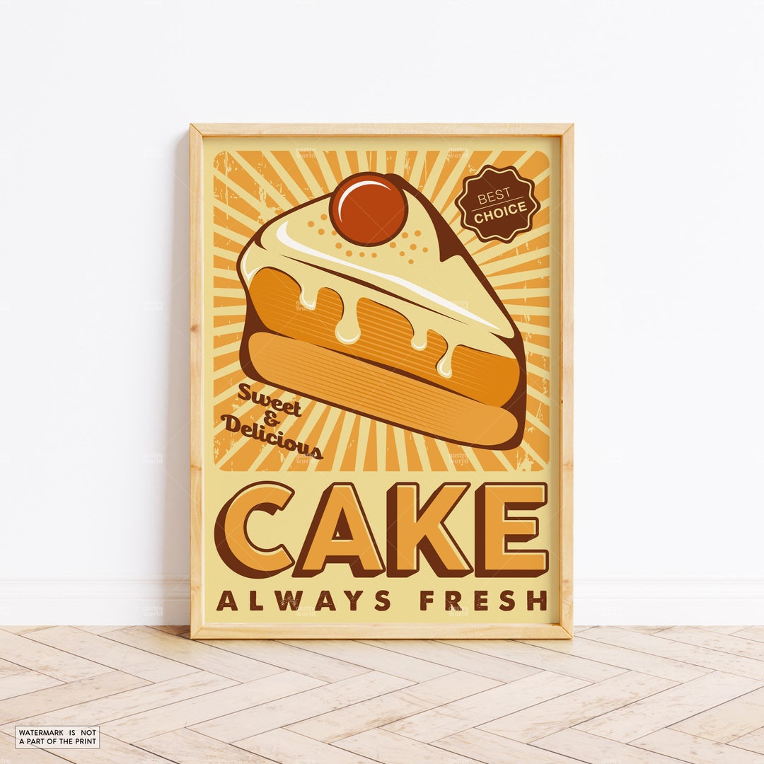 Cake Retro Poster ,cake Print,food Print, Japanese Art , Retro Poster ...