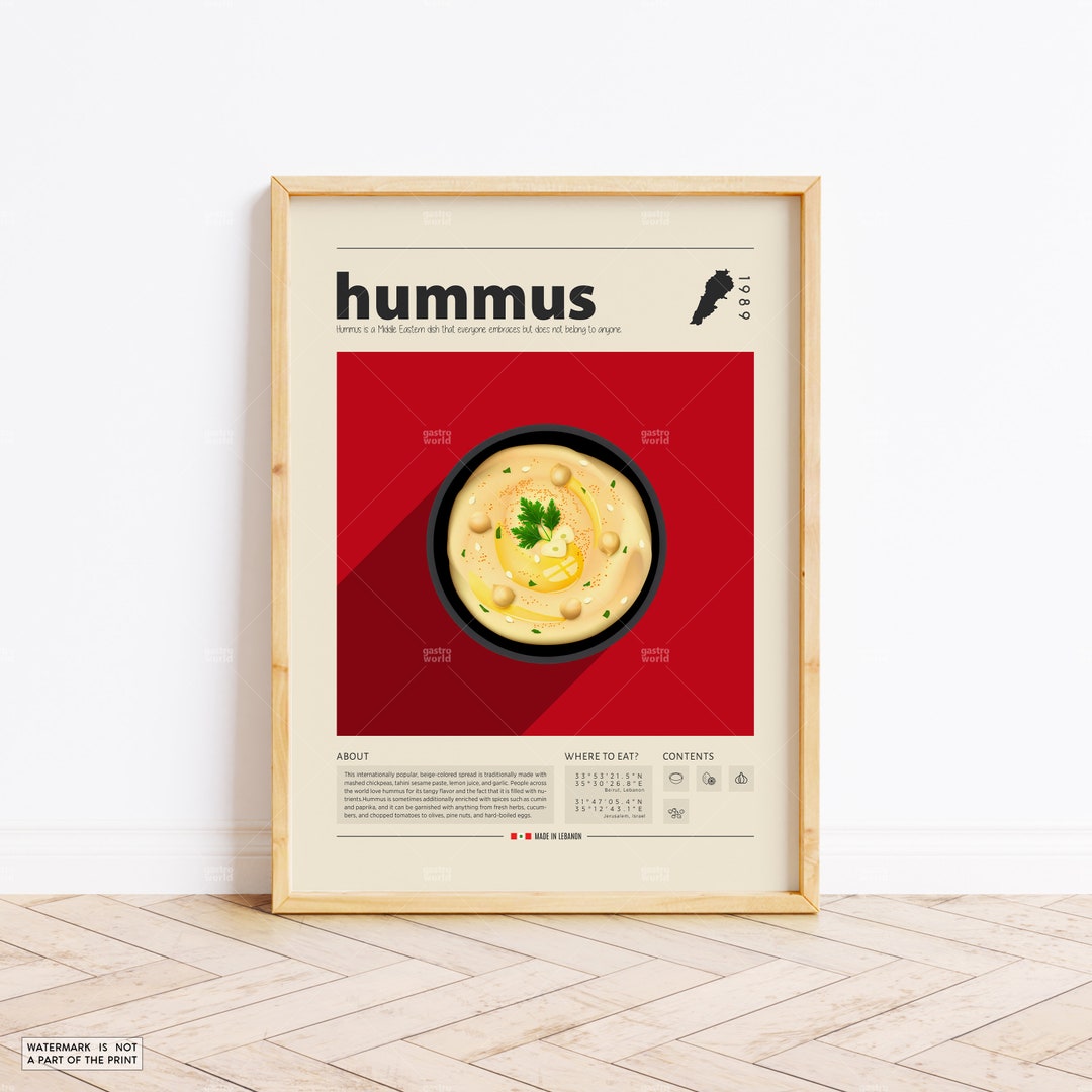 Hummus Poster,, Lebanon Food,retro Poster, Housewarming Gift, Kitchen ...