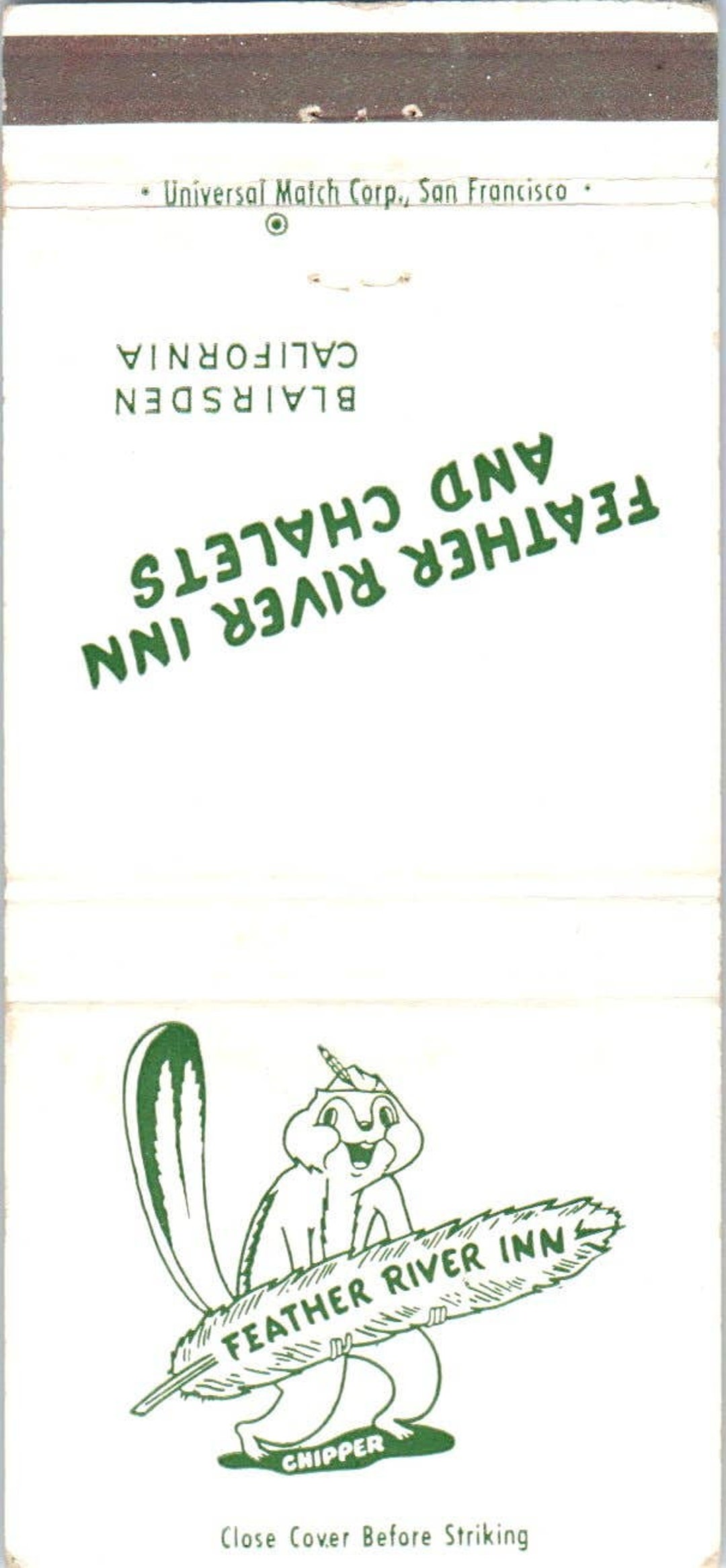 Feather River Inn Chipper Blairsden CA Advertising Matchbook Cover SA1 ...
