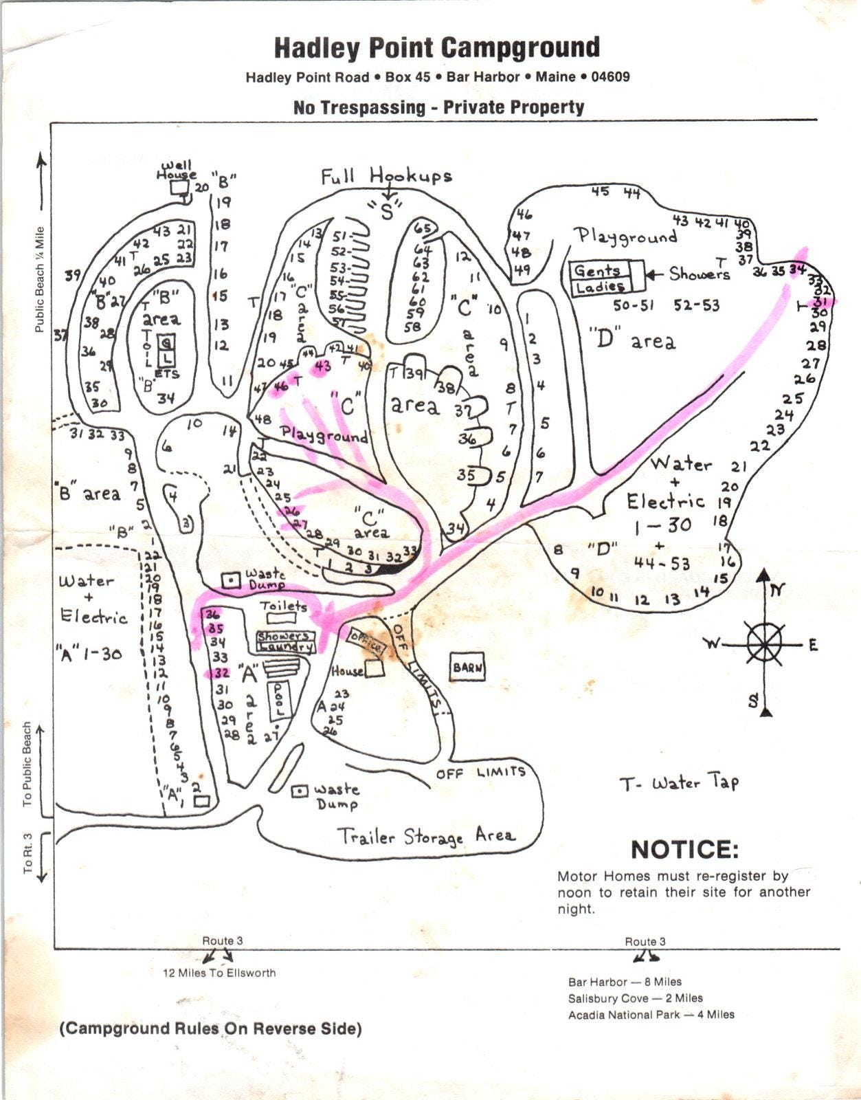 Vintage Hadley Point Campground Bar Harbor Maine Rules and Map D23 - Etsy