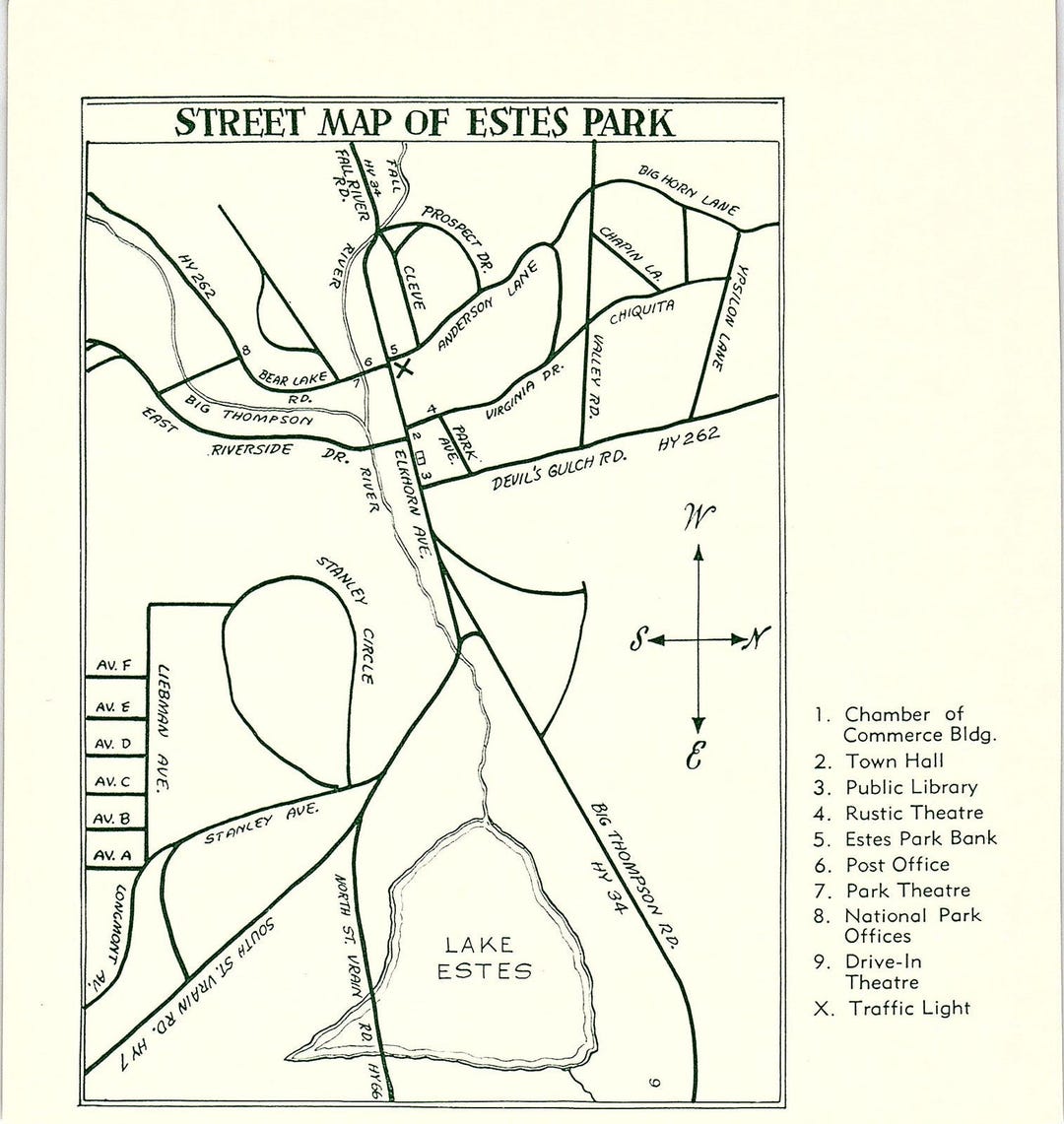 Street Map of Estes Park 1957 Estes Park CO Ad AG4-1 - Etsy