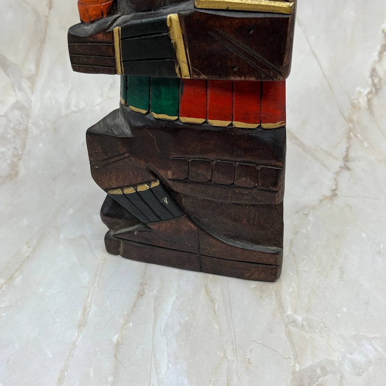 Hand Carved Hand Painted Wooden Aztec Mayan Totem Pole Sculpture 14 ...