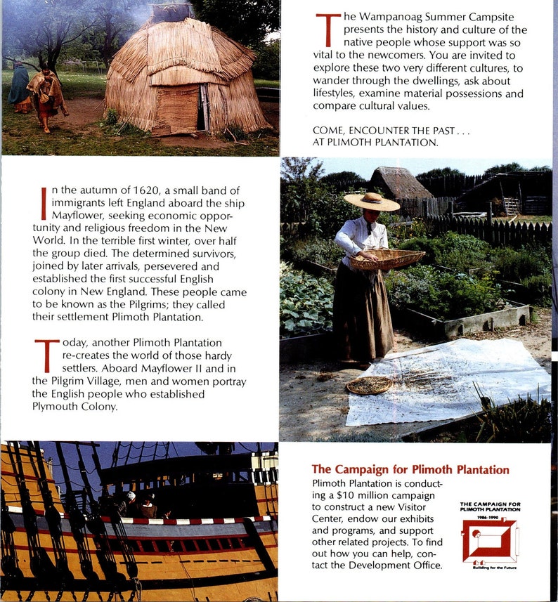 1980s Plimoth Plantation 1627 Pilgrim Village MA Travel Brochure TF4-BC ...