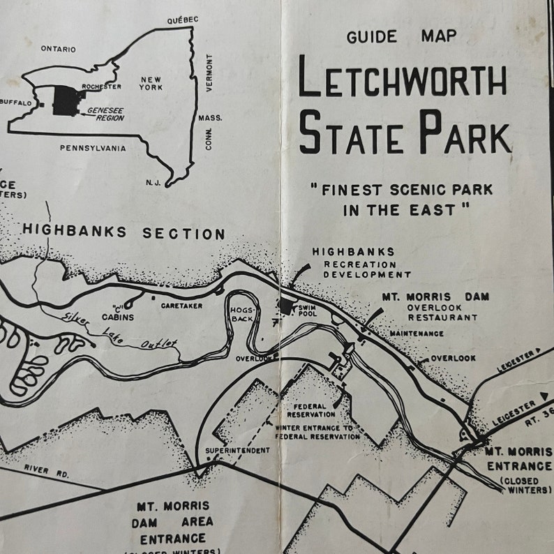 1969 Letchworth State Park Guide Map Castile NY TH9-TM1 - Etsy