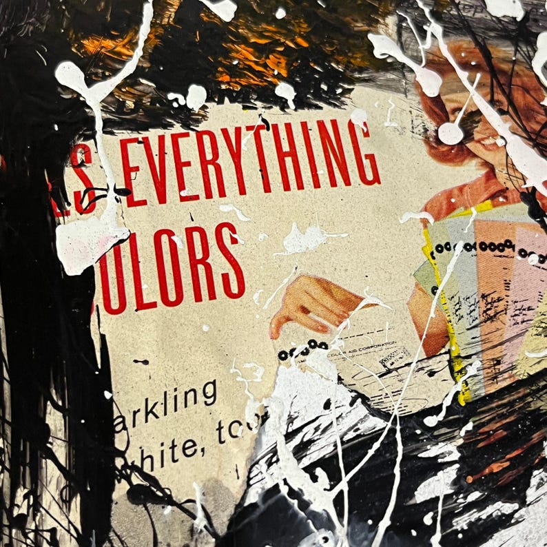 Original Mixed Media Abstract Art Painting 18x24 “1950s Apeco Copier Ad ...