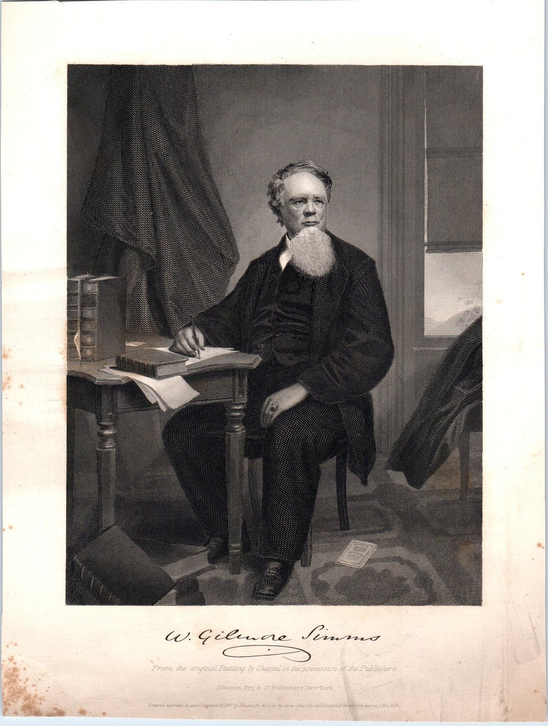 1867 Engraving Portrait of William Gilmore Simms 7x9 AE7 - Etsy