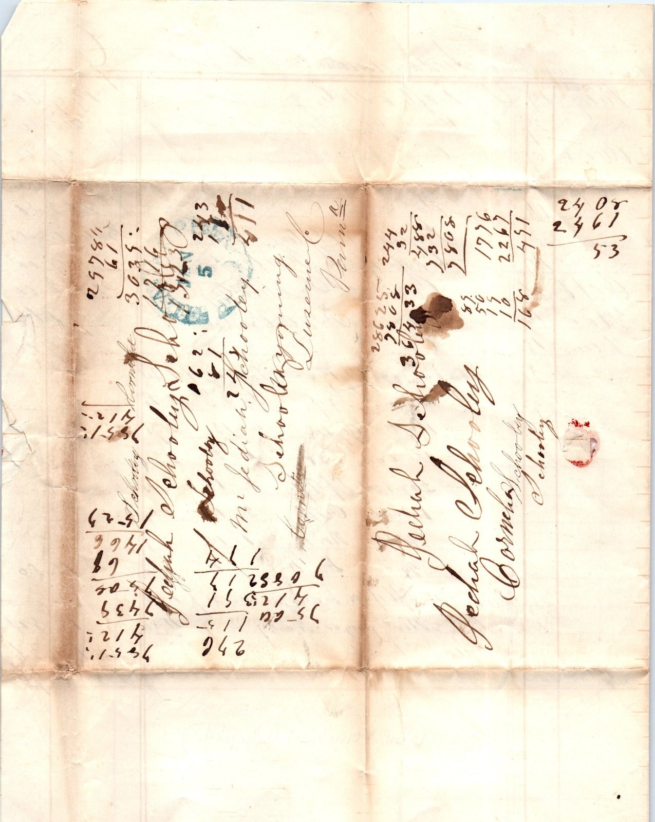 1817 Handwritten Note & Balance Sheet Jediah Schooley Luzerne PA D23 - Etsy