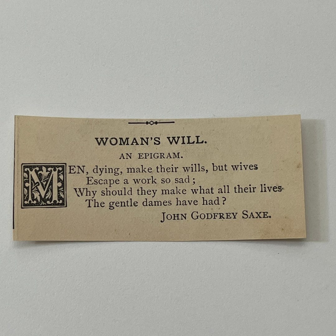 A Woman's Will - John Godfrey Saxe 1884 Poem AG3-S1 - Etsy