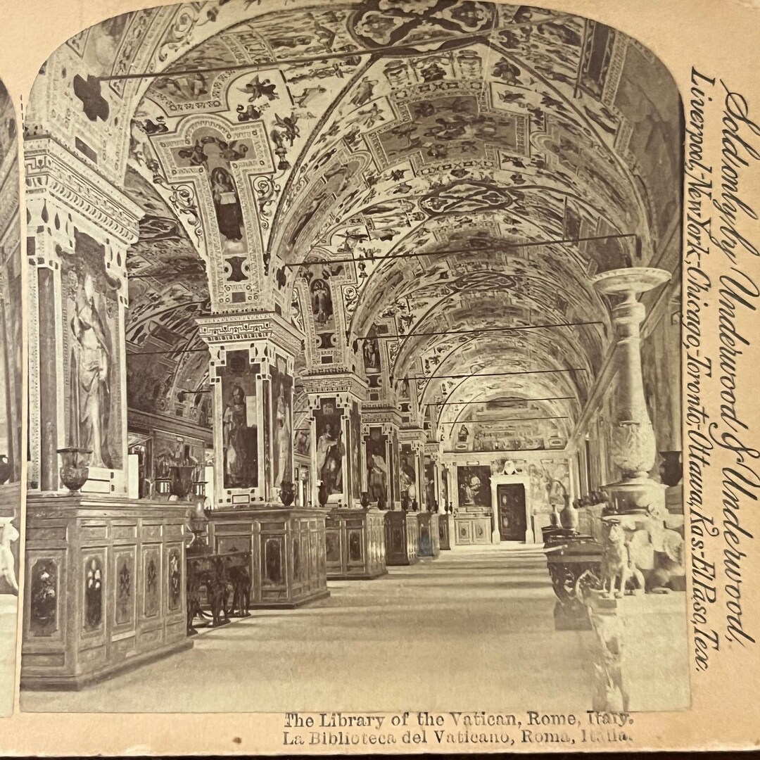 Library of the Vatican Rome Italy 1894 Antique Stereoview Card TJ9-V1 ...
