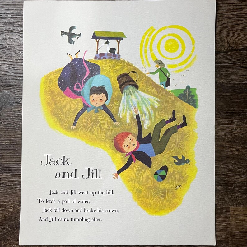 Jack and Jill - Vintage Dale Maxy Mother Goose Lithograph Art Print ...