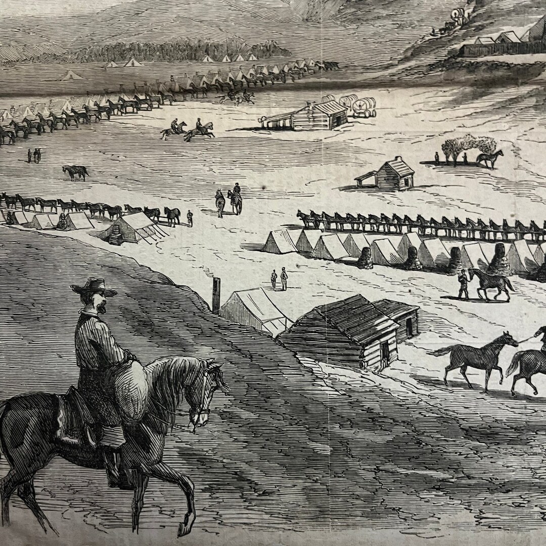 1st NJ Cavalry Camp at Belle Plain VA Original 1863 Civil War Engraving ...