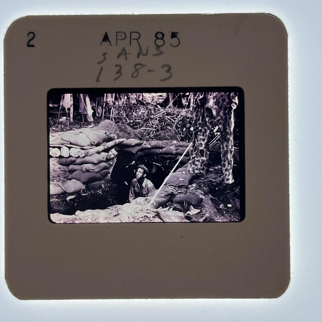 WWII C1945 Slide - Soldiers in a Foxhole at Sansapor New Guinea AG2-S8 ...