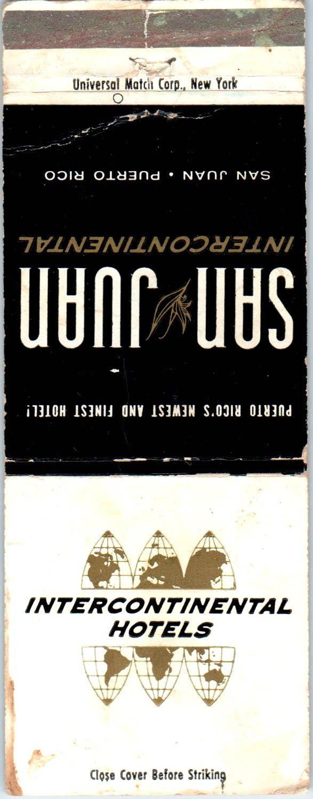 San Juan Intercontinental Hotel Puerto Rico Advertising Matchbook Cover ...