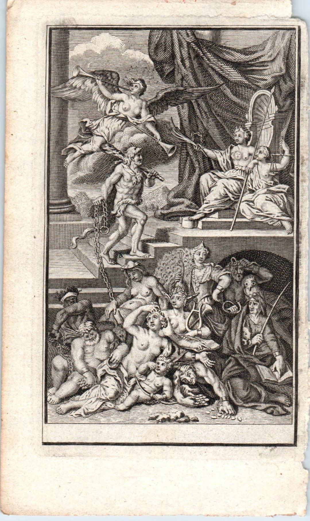 C1780 Original French Engraving Hercules Seven Deadly Sins Personified ...