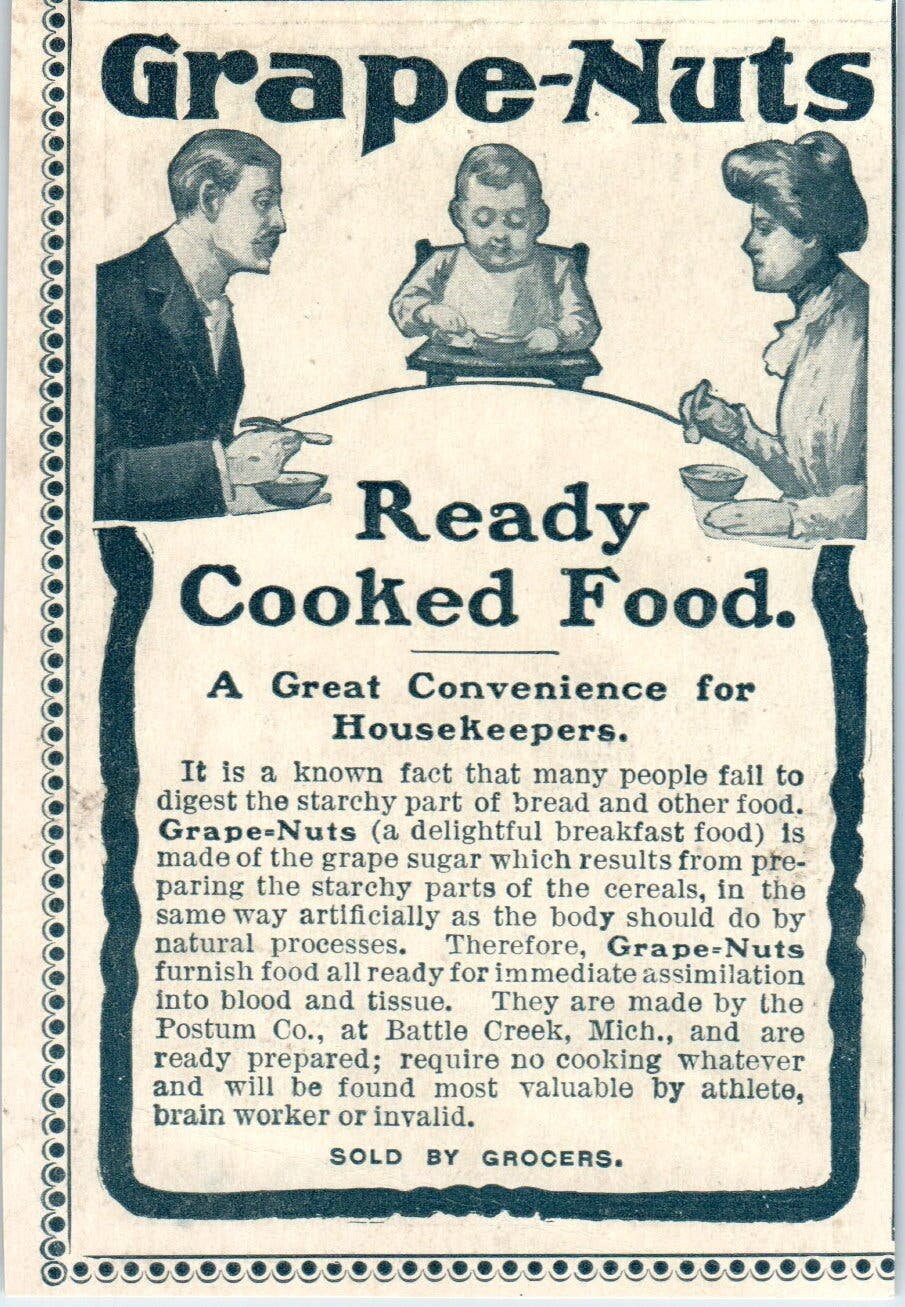 Grape-nuts Ready Cooked Food C1905 Original Magazine Advertisement AE7 ...