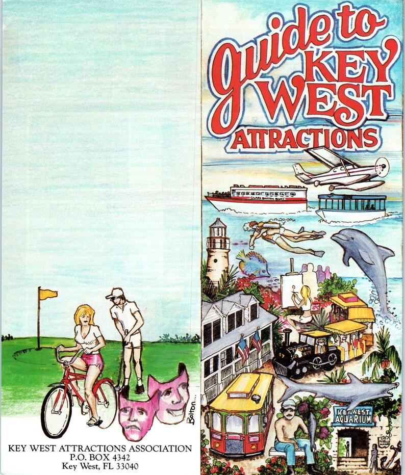 1980s A Guide to Key West Attractions Map and Fold Out Travel Brochure ...