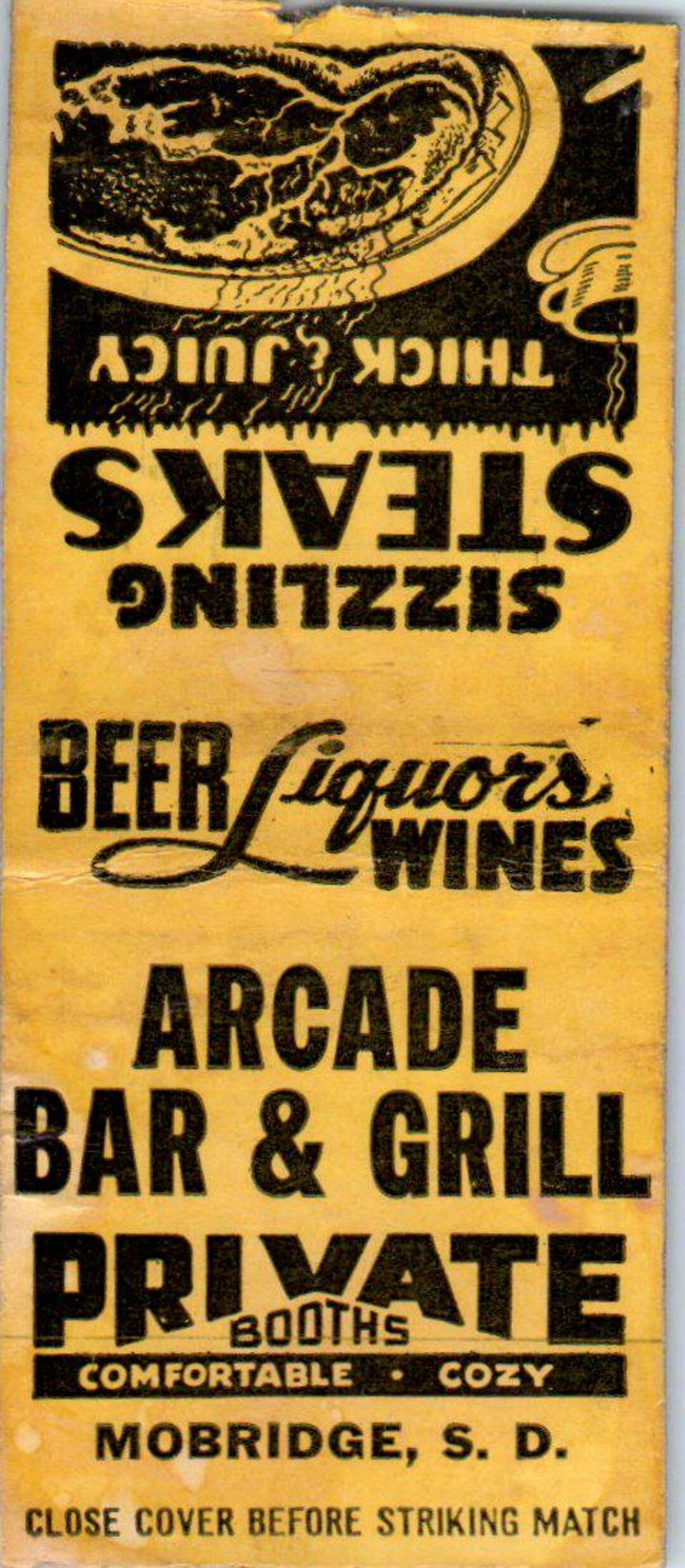 Arcade Bar & Grill Mobridge SD Vintage Matchbook Cover SD4-Y17 - Etsy