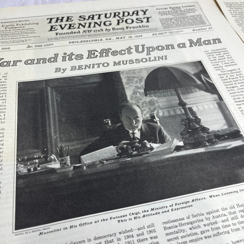 Benito Mussolini War and Its Effect Upon a Man Original Article FL6-8 ...