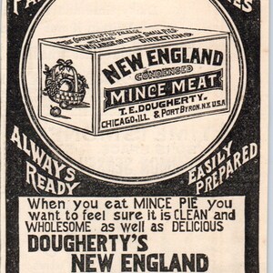 T.E. Dougherty's New England Mince Meat 1892 Magazine Ad AB6-3 - Etsy