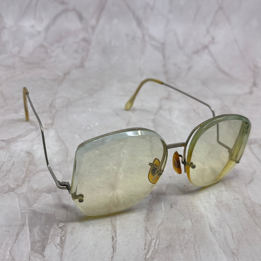 Vintage Oversized Rimless Drop Arm Butterfly Lens Eyeglasses Frames TH9 ...