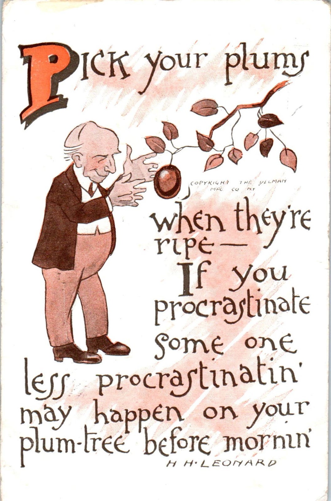 Pick Your Plums Procrastination Poem 1912 Original Postcard PB1 - Etsy