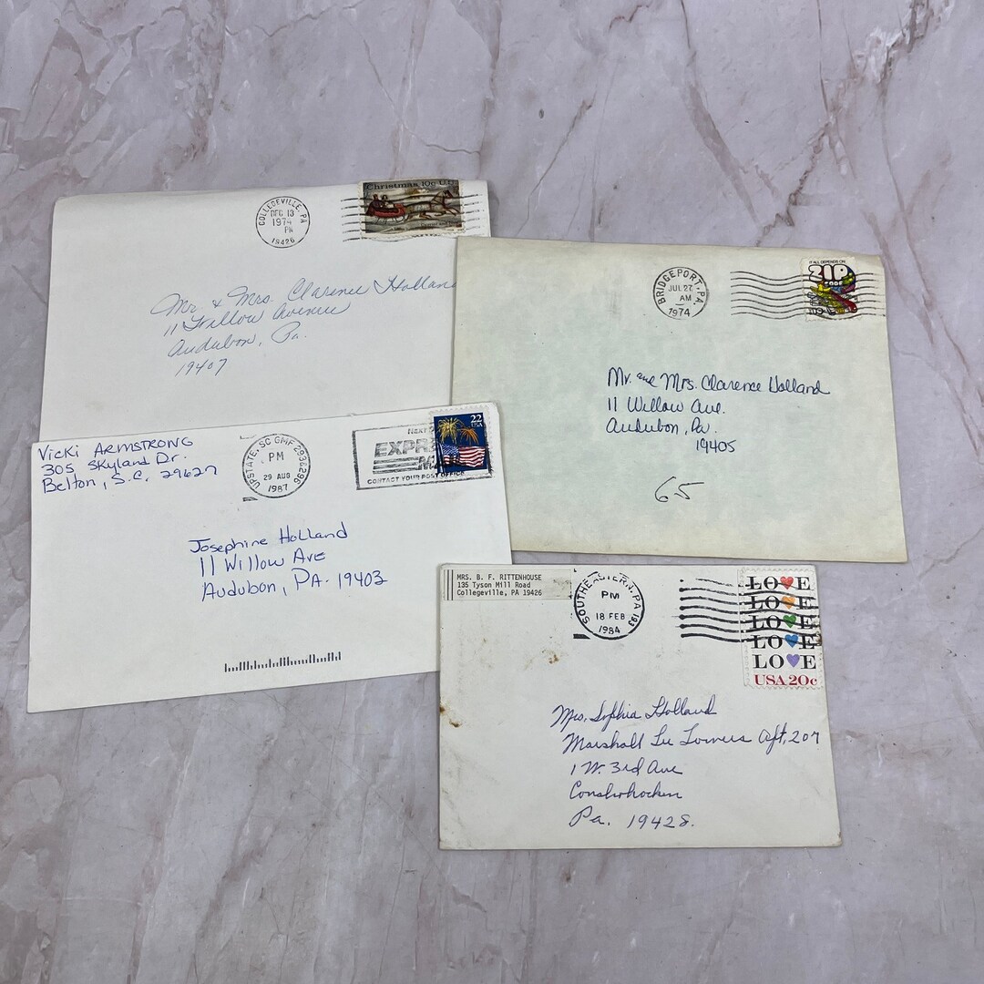 1970-80s Lot Clarence, Sophia & Josephine Holland Audubon PA Envelopes ...