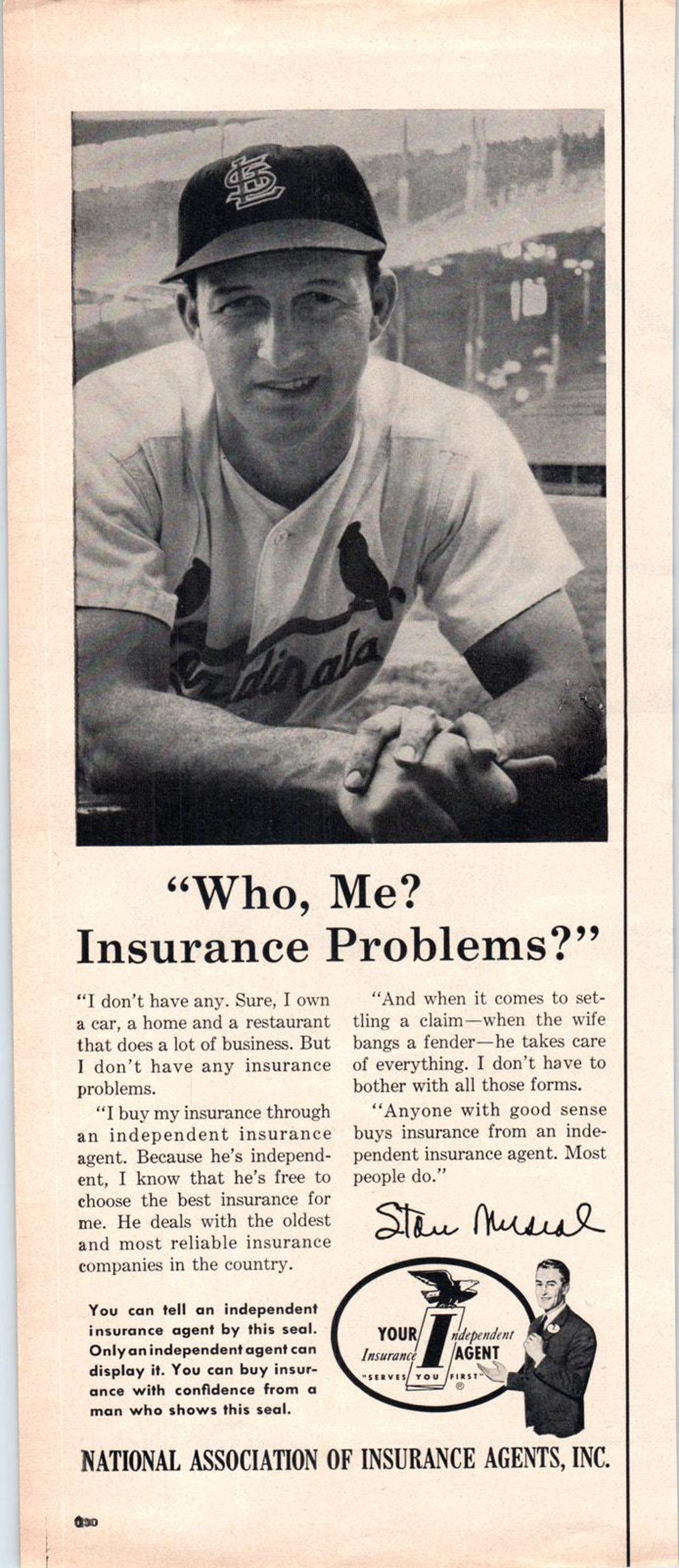 Vintage National Ins Stan Musial MLB Baseball Magazine Ad 5x13" V1-1 - Etsy