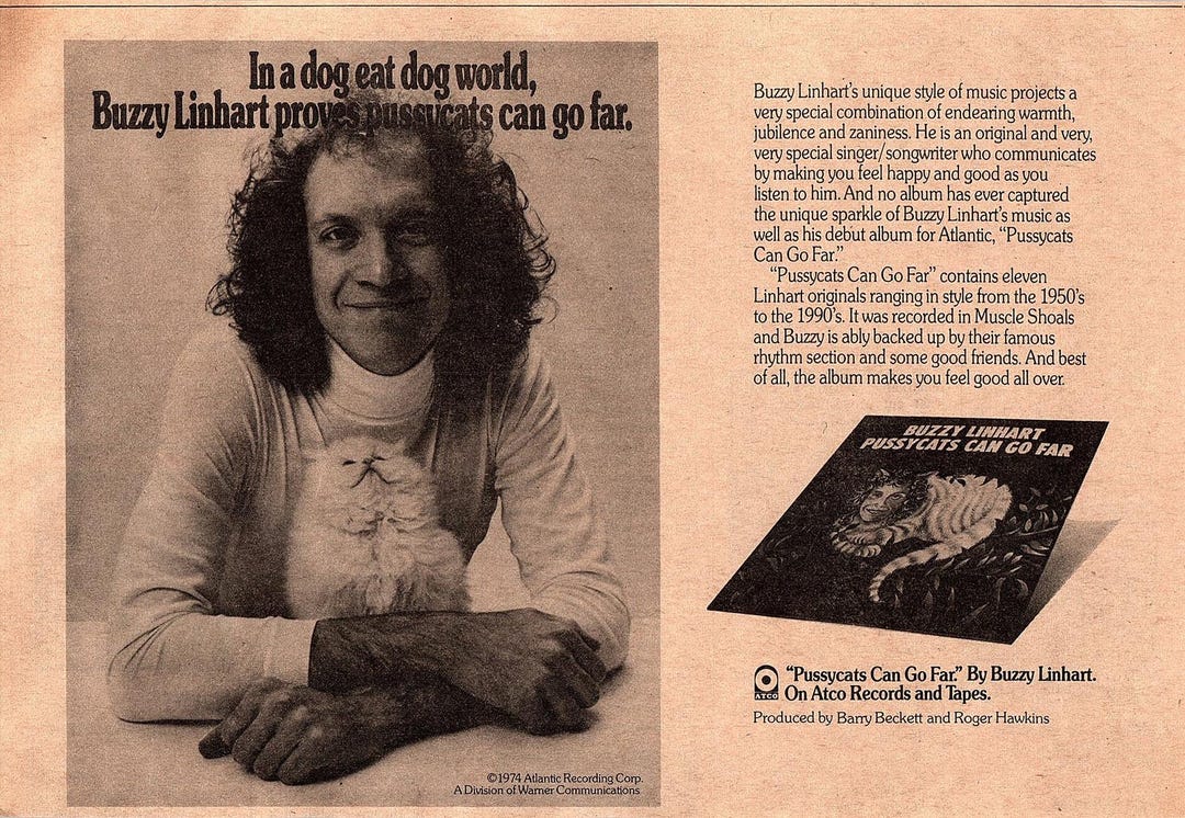 Buzzy Linhart Pussycats Can Go Far Album Atco Records 6.5x9.5 1974 Ad ...