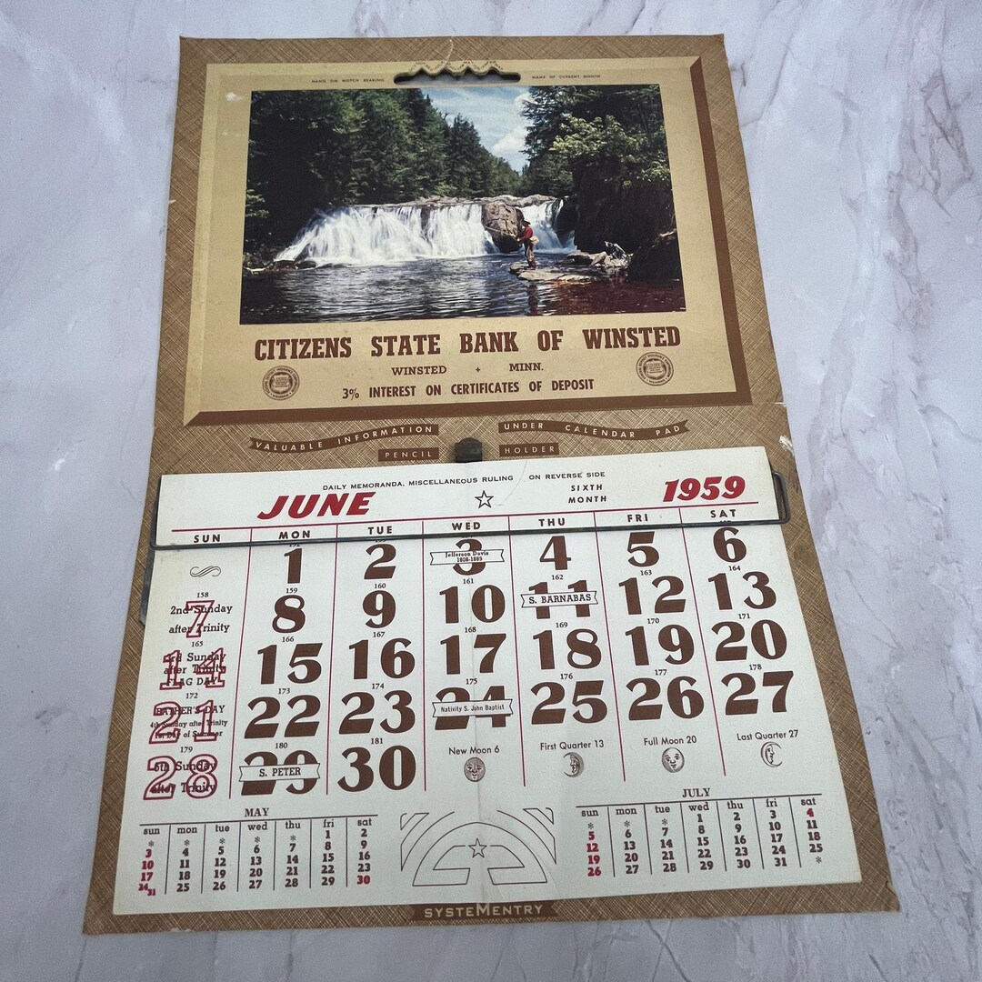 1959 Citizens State Bank Calendar Winsted MN V23 - Etsy