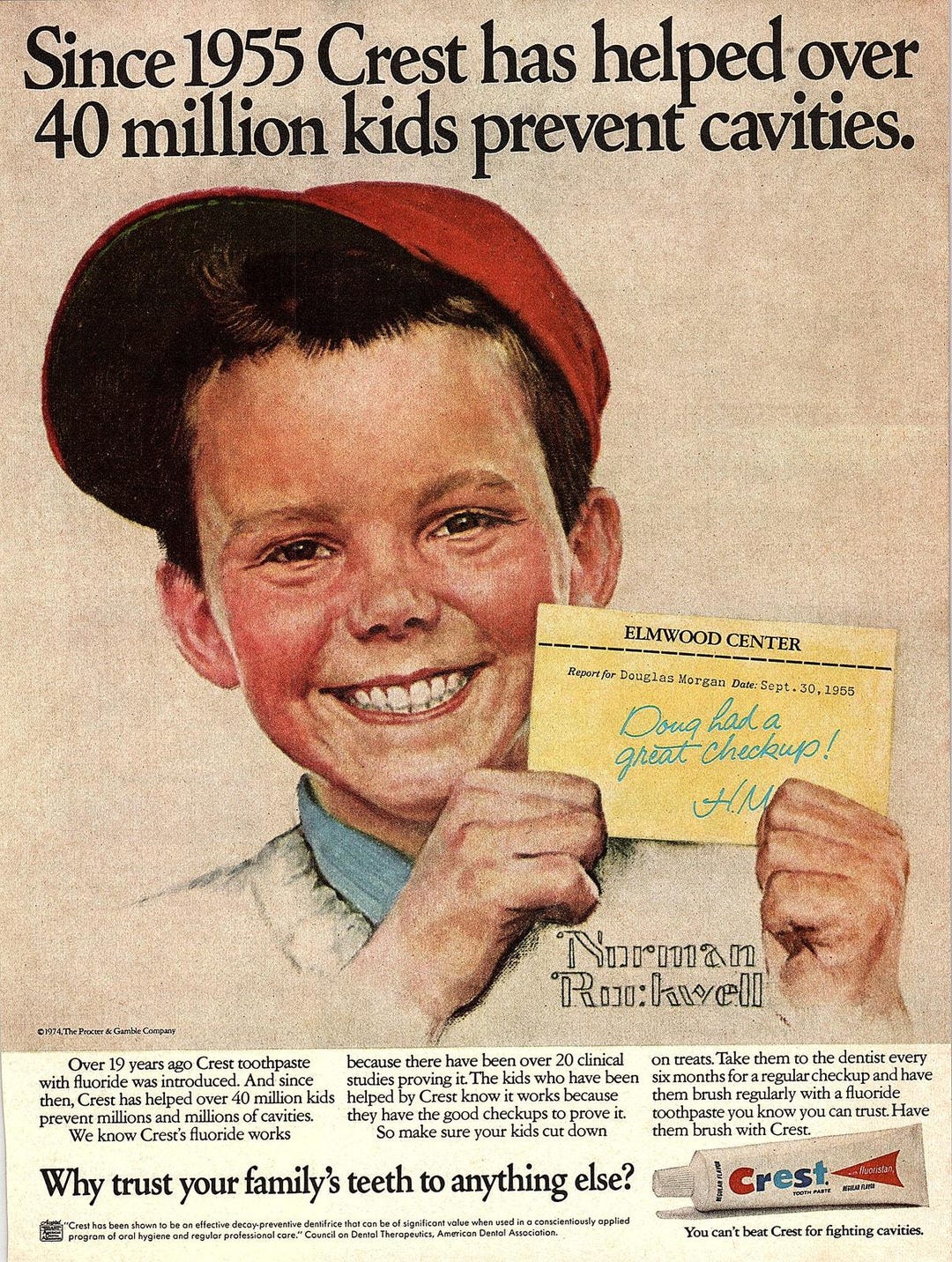 Crest Toothpaste Norman Rockwell Dental Checkup Vintage Magazine Ad ...