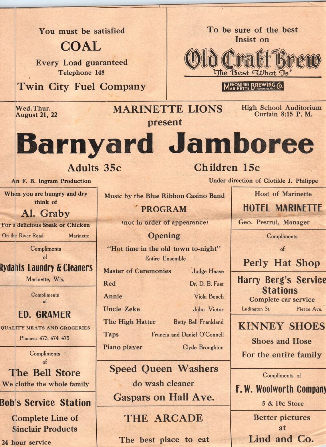 1930s Marinette Wisconsin Lions Barnyard Jamboree Program AE5 - Etsy