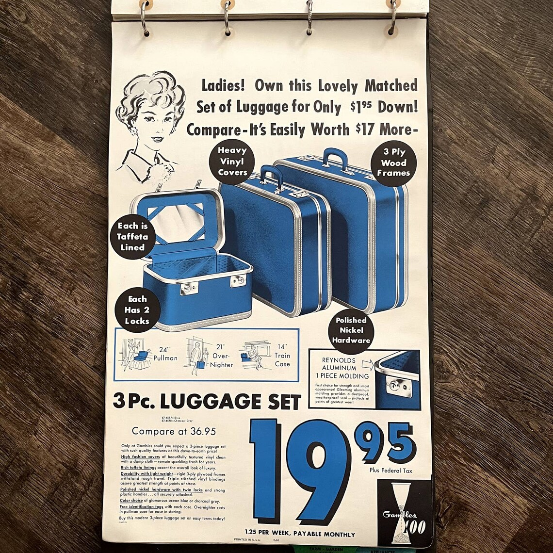 1960 3pc Luggage Set Gambles 100 Retail Store Display Advertising ...