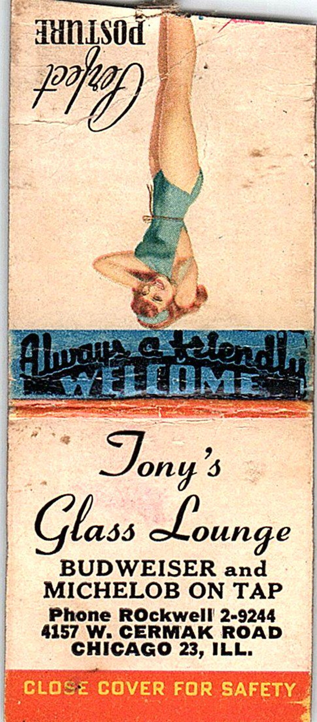 Tony's Glass Lounge Chicago Pinup Vintage Matchbook Cover SE5-Y2 - Etsy